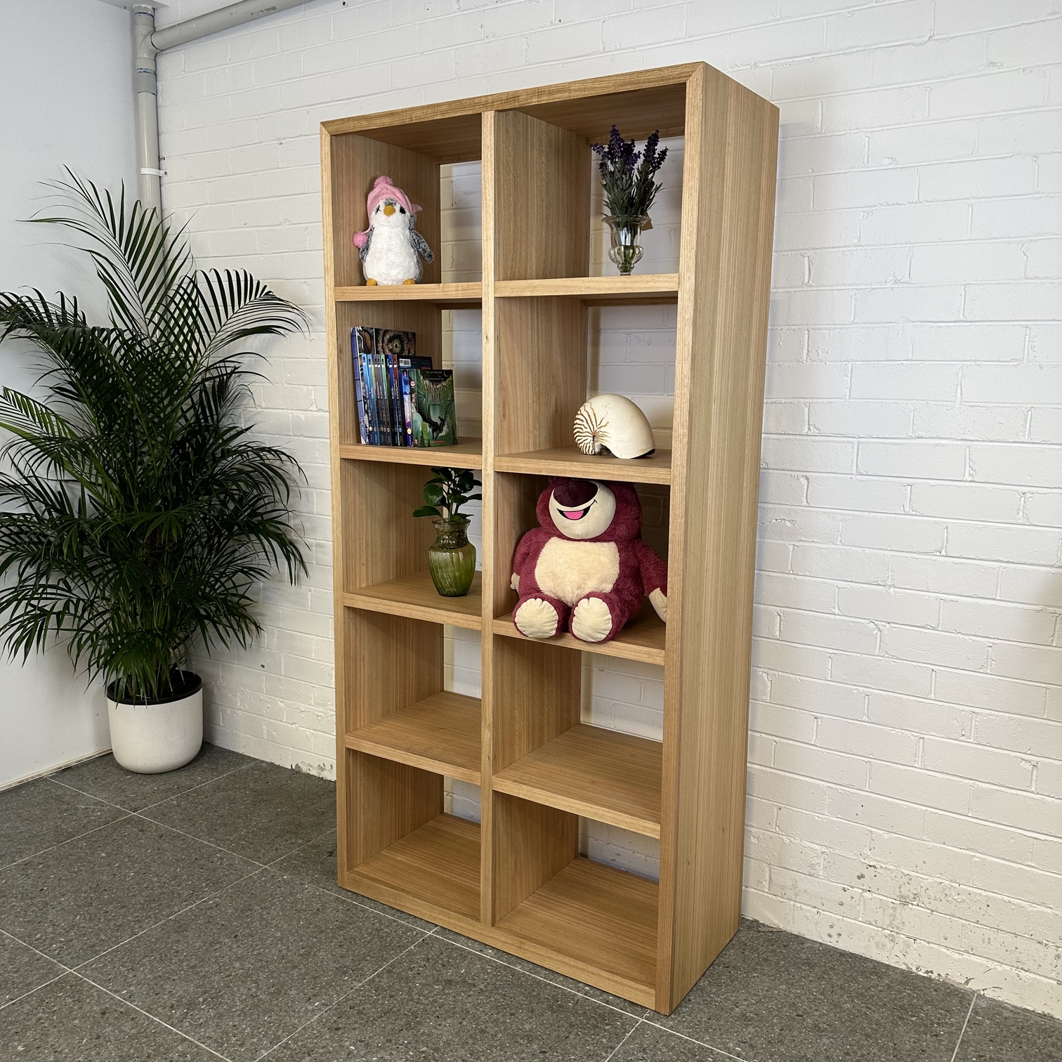 Tassie Oak Two Piece Cube Bookcase- Australian made- AUSFURNITURE